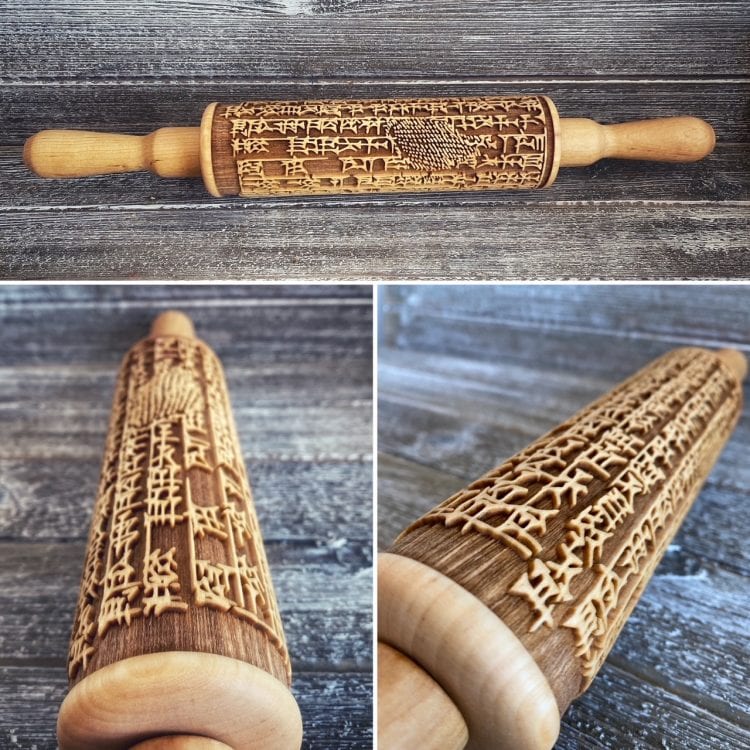 'THE EPIC' Cuneiform Rolling Pin: The Epic of Gilgamesh - Column 5
